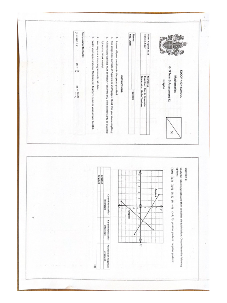 Grade 9 Maths Example Paper | PDF