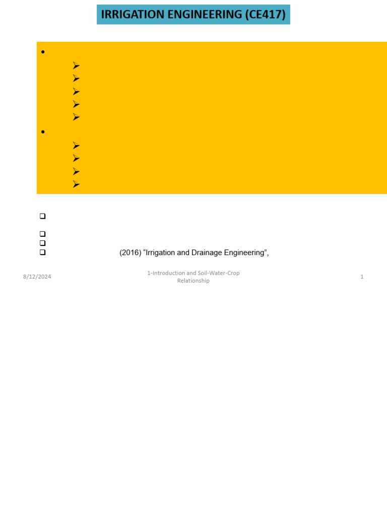1-Irrigation and Soil-Water-Crop Relationship | PDF | Soil | Crops