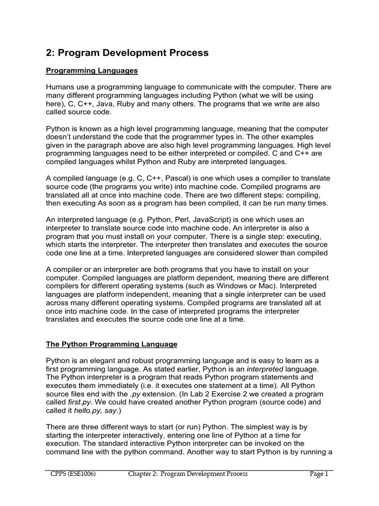 Chapter 2 Program Development Process | PDF Chapter 2 Program Development Process | PDF