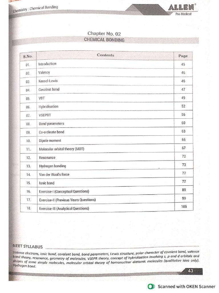 Chemical Bonding #Allen | PDF