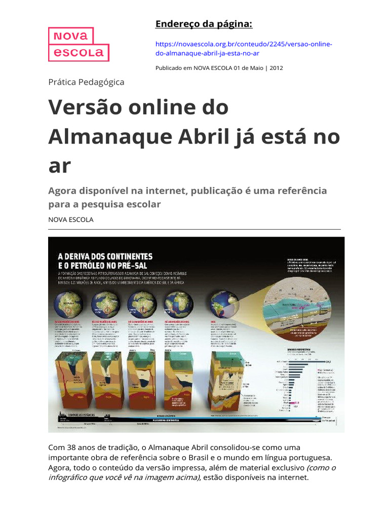 Versao Online Do Almanaque Abril Ja Esta No Ar | PDF