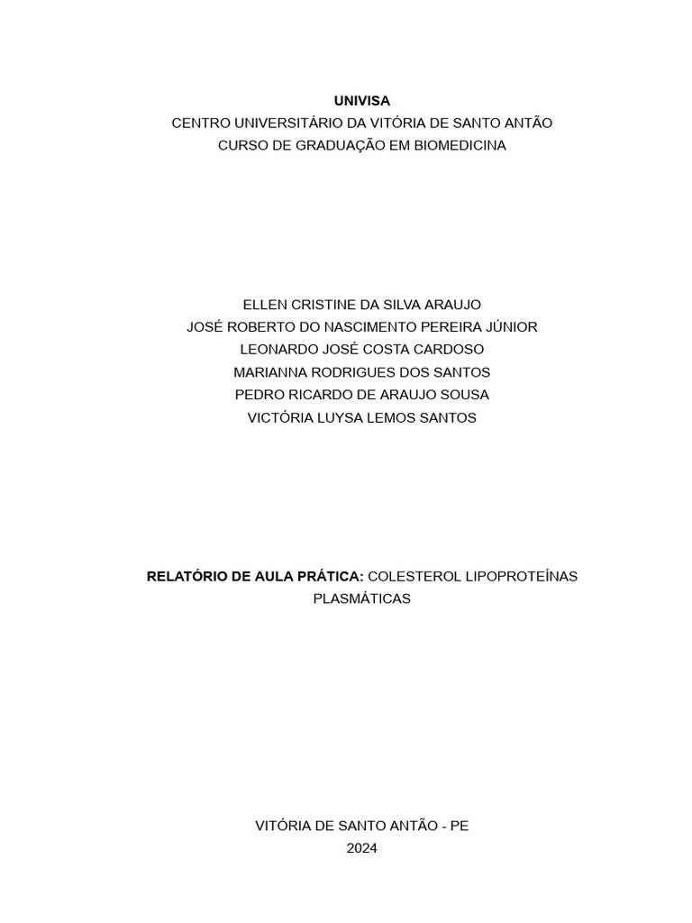 RELATORIO BIOQUIMCA - Docx - Documentos Google | PDF