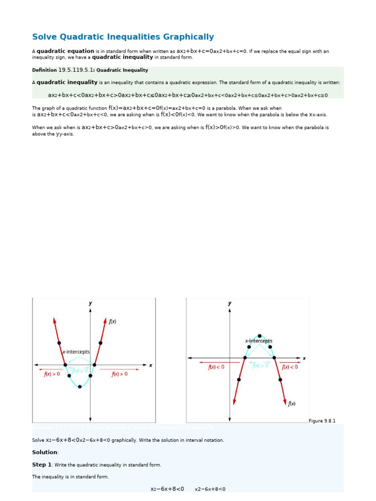 Solve Quadratic Inequalities Graphically | PDF