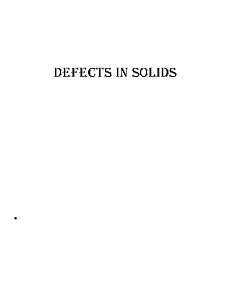 Defects in Solids | PDF