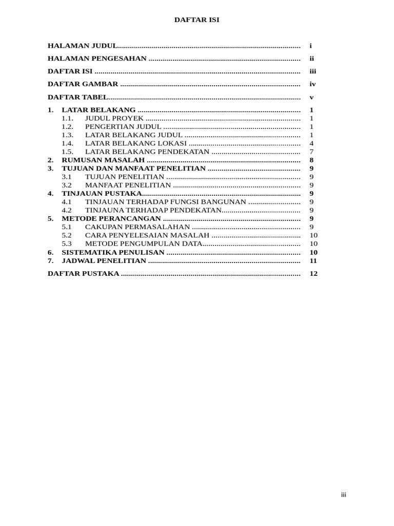 Daftar Isi Proposal | PDF