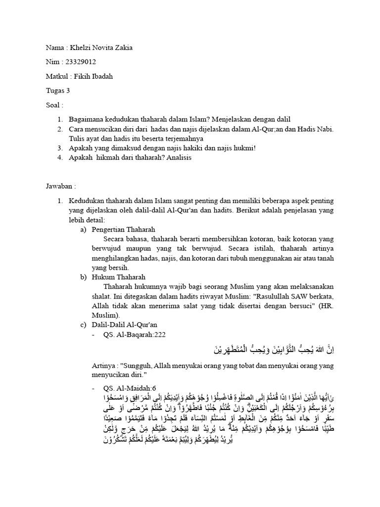 Khelzi Novita Zakia T3 (Fikih Ibadah) | PDF