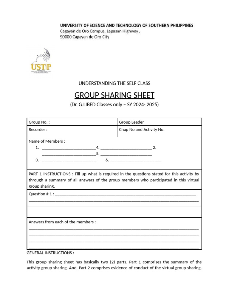Group Sharing Sheet Template | PDF