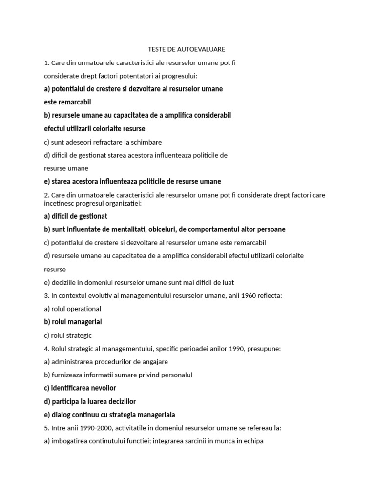 Teste de Autoevaluare | PDF