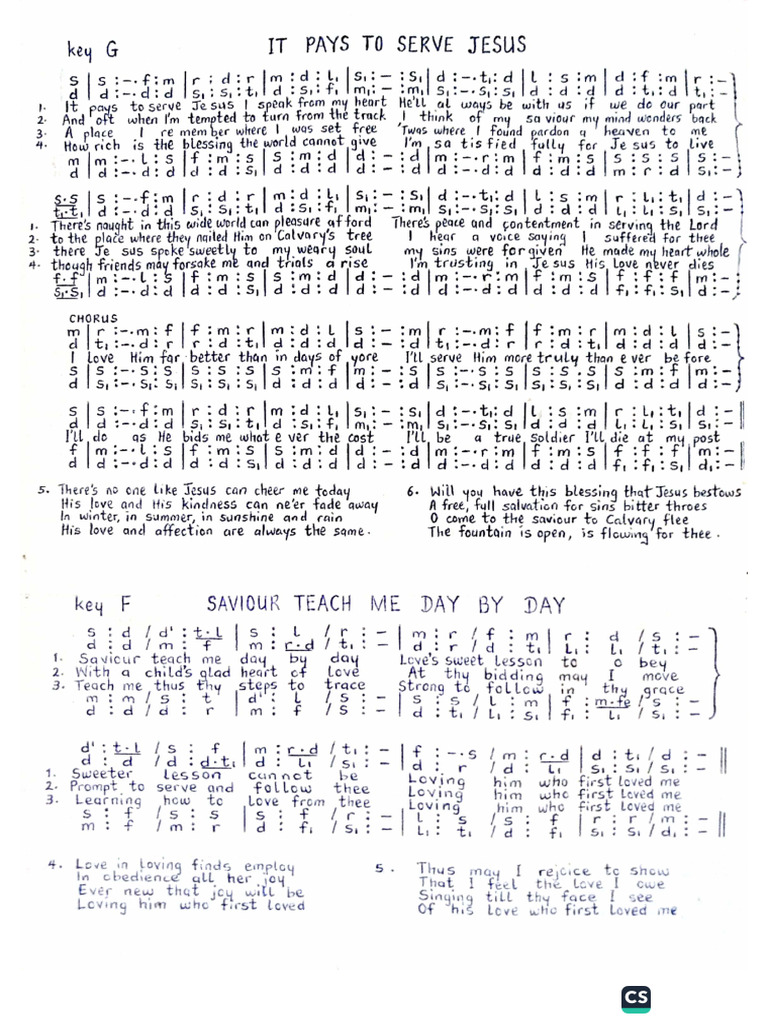 It Pays To Serve Jesus, Saviour Teach Me Day By Day | PDF