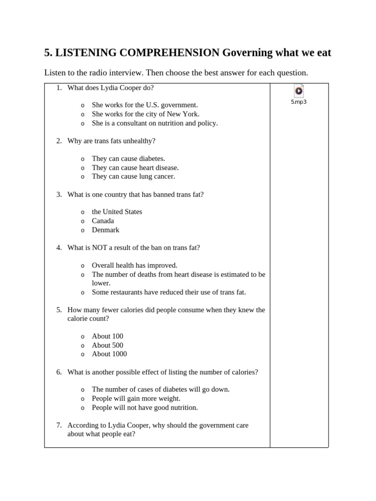 Unit 2 Nutritional Science - Extra Practice 1 | PDF | Trans Fat ...