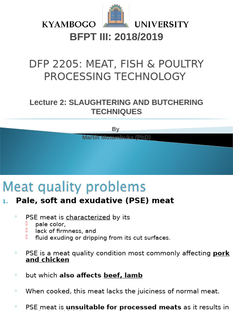 DFP 2205 - Meat, Fish & Poultry Processing Technology-Lecture 2 | PDF