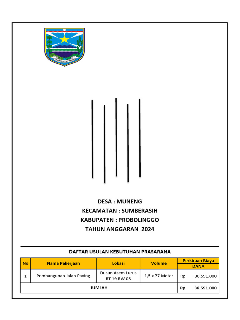 RAB Pembangunan Jalan Paving Muneng | PDF