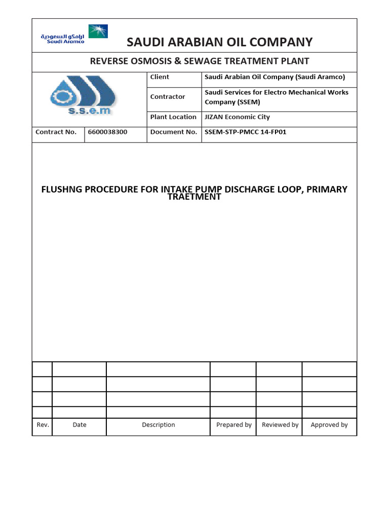 STP - Method Statement - Inlet Pumpdischarge Flushing Loop 05.11.2019 | PDF