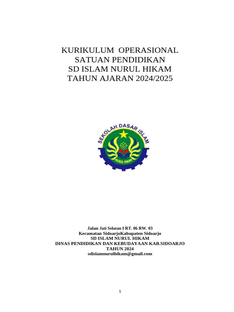 55 - SDI NURUL HIKAM - Draft Kurikulum SD 2024-2025 Kumpulkan | PDF