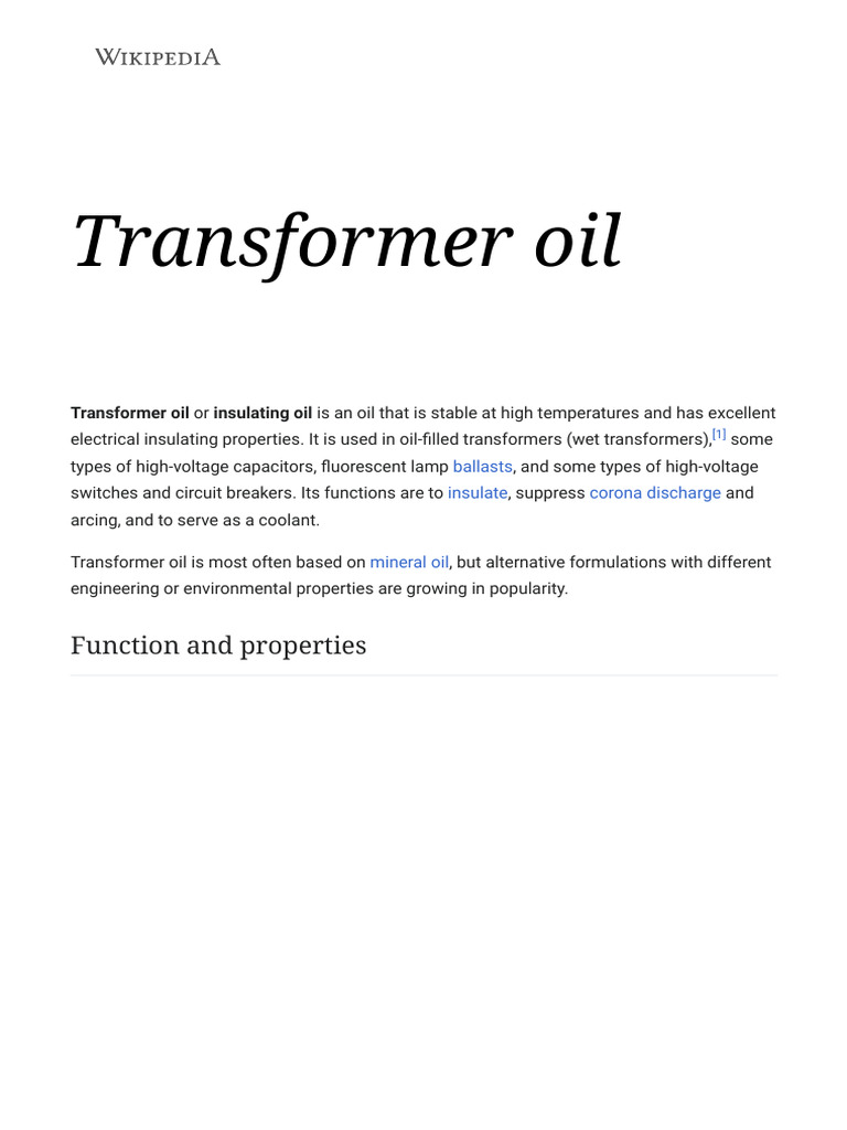 Transformer oil | PDF