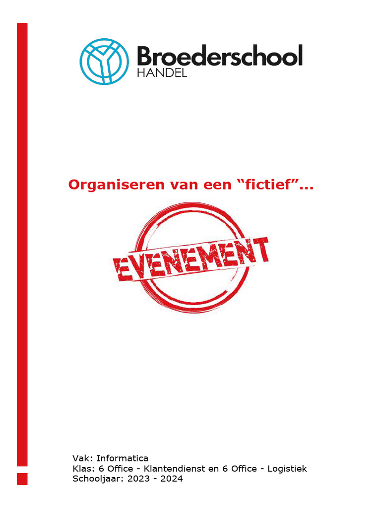 Organiseren Van Een Fictief Evenement 2023 - 2024 | PDF
