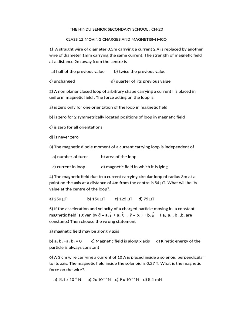 Class 12 MCM MCQ | PDF