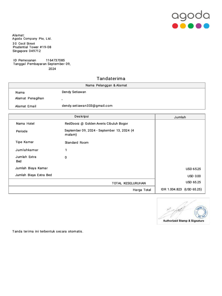 Agoda Invoice Bogor | PDF