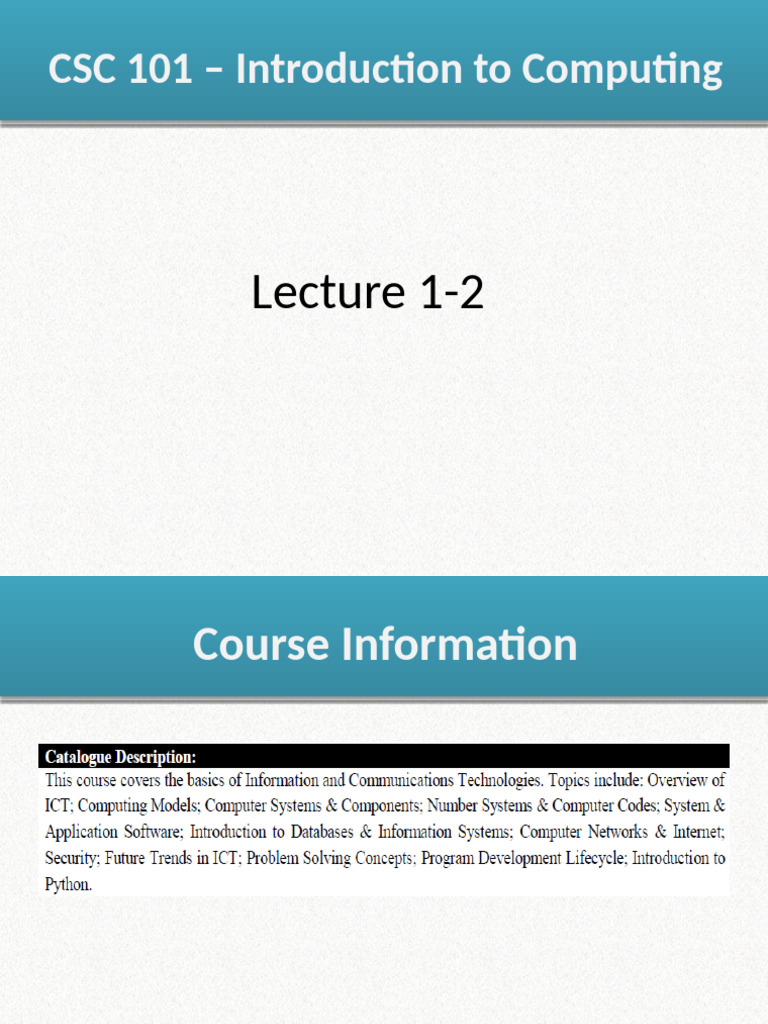 ICT Lecture 1 2 | PDF