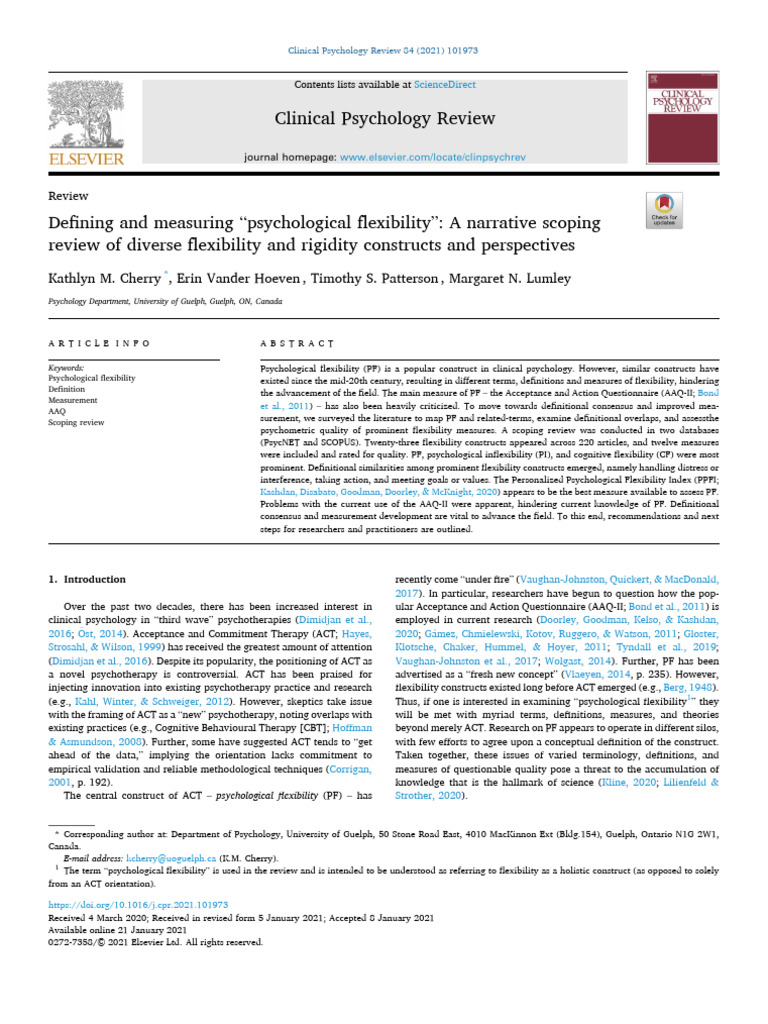 Clinical Psychology Review: Kathlyn M. Cherry, Erin Vander Hoeven ...