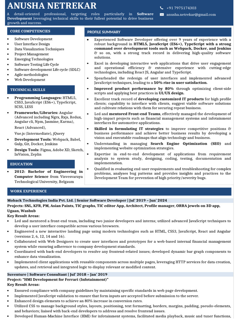 Resume Angular | PDF