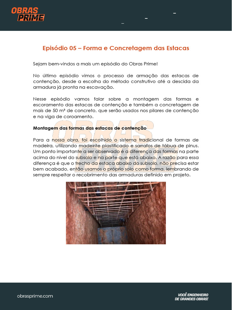 Forma de Concretagem Das Estacas | PDF