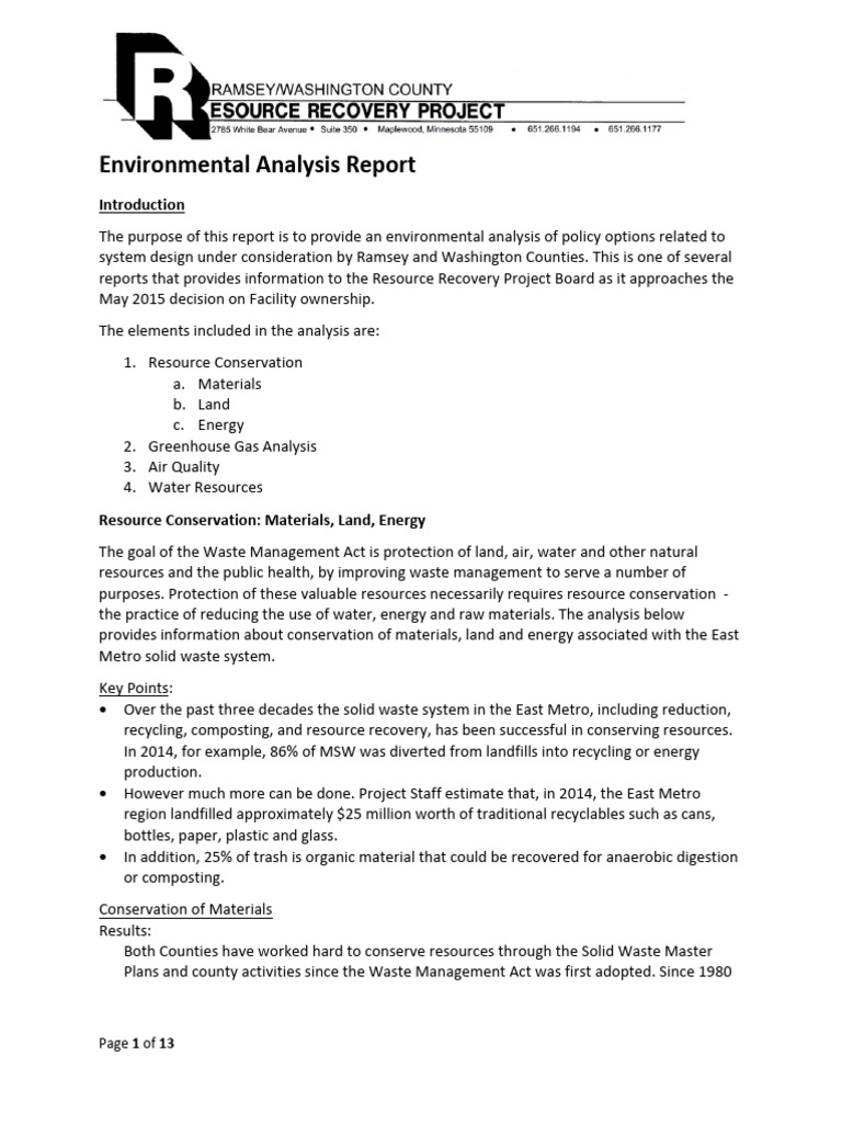 Environmental Analysis Report | PDF