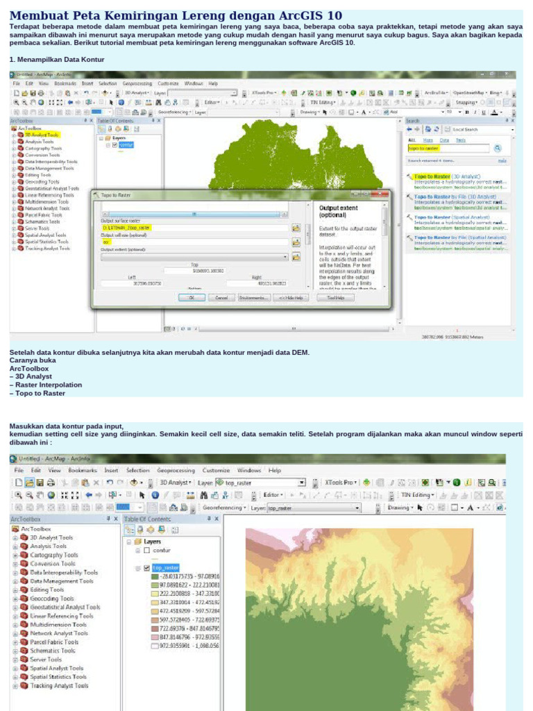 Membuat Peta Kemiringan Lereng Dengan ArcGIS 10 | PDF