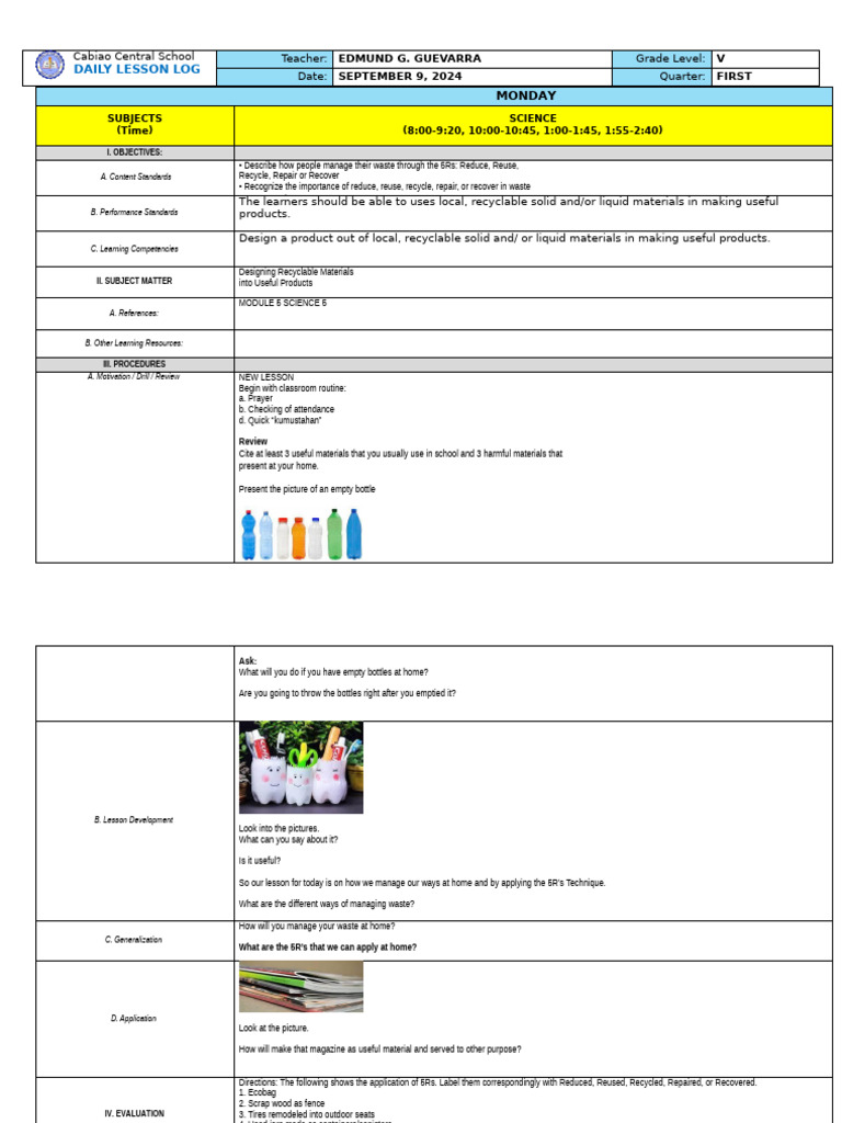 CCS All DLL Template 5 | PDF | Recycling | Waste