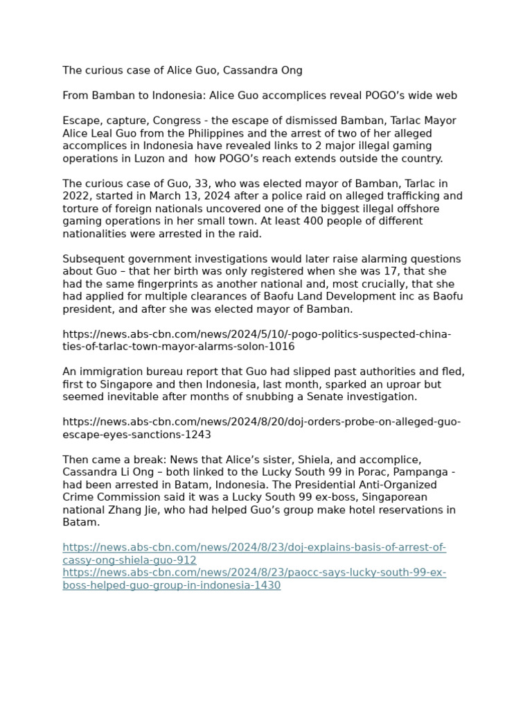 The Curious Case of Alice Guo | PDF