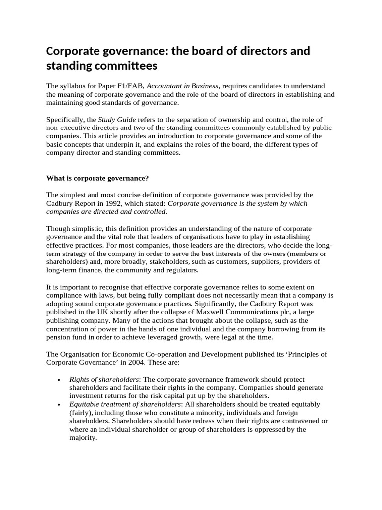 Corporate governance | PDF