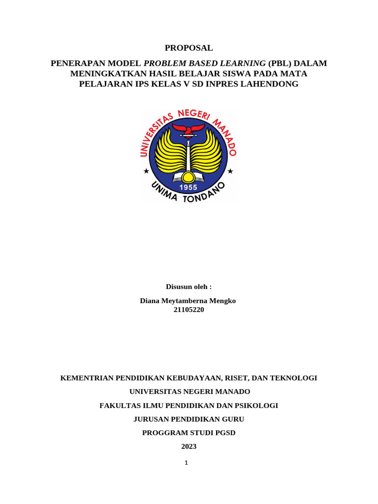 Proposal Diana Mengko | PDF | Pedagogy | Science Education