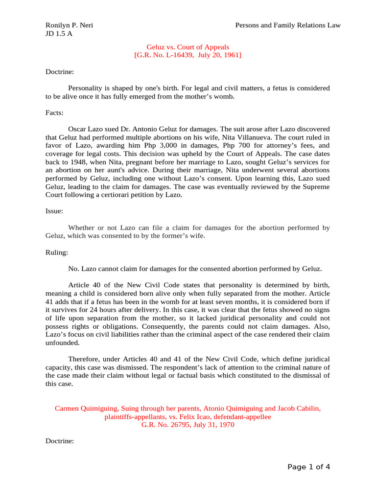 Neri, Ronilyn Week 3 PFR Cases | PDF