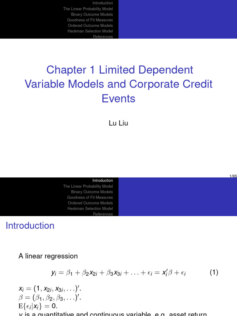 Limited Dependent Variable Models Overview | PDF | Logistic Regression ...