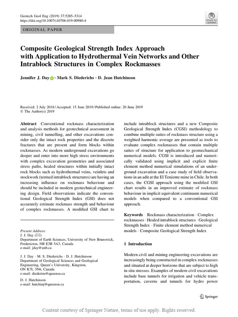 Composite Geological Strength Index Approach With | PDF