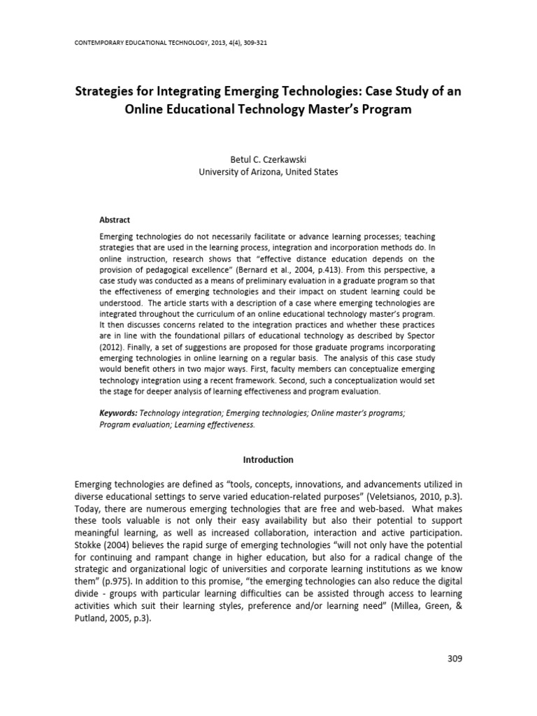 Strategies For Integrating Emerging Technologies Case Study of An Online Educational Technology ...