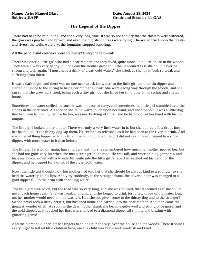 The Legend of The Dipper | PDF