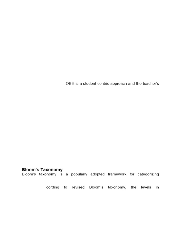 Outcome Based Education: 1. Remembering: 2. Understanding: 3. Applying ...