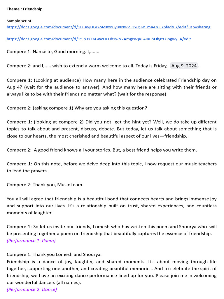 Compering Script - 8C and B | PDF