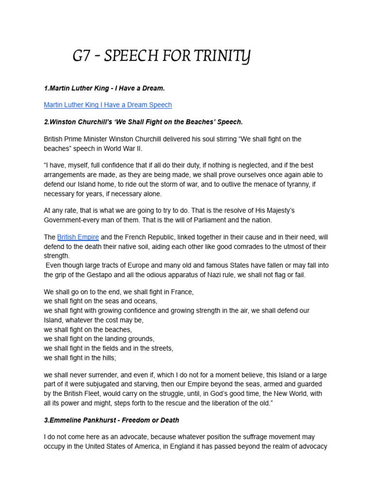 23-24 - Grade 7 - Speech for Trinity | PDF