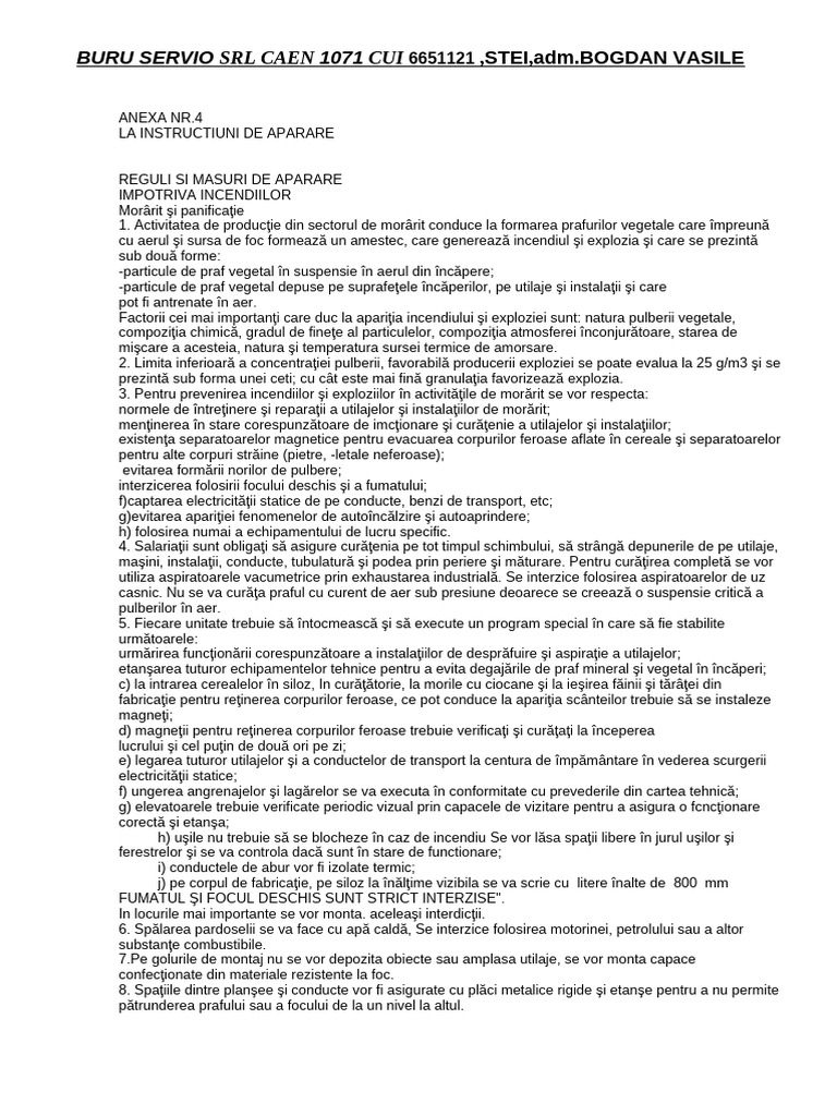 Instructiuni Brutarie-Panificatii | PDF