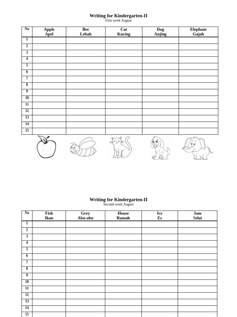 Writing For Kindergarten | PDF