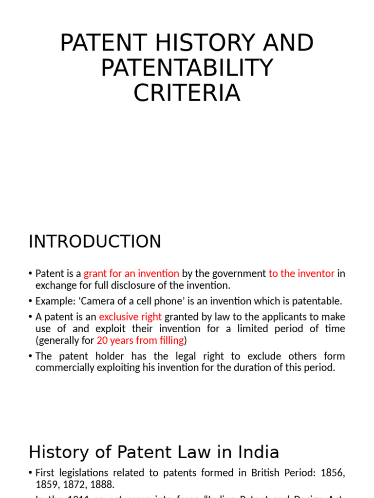 1. Patent History and Patentability Criteria | PDF