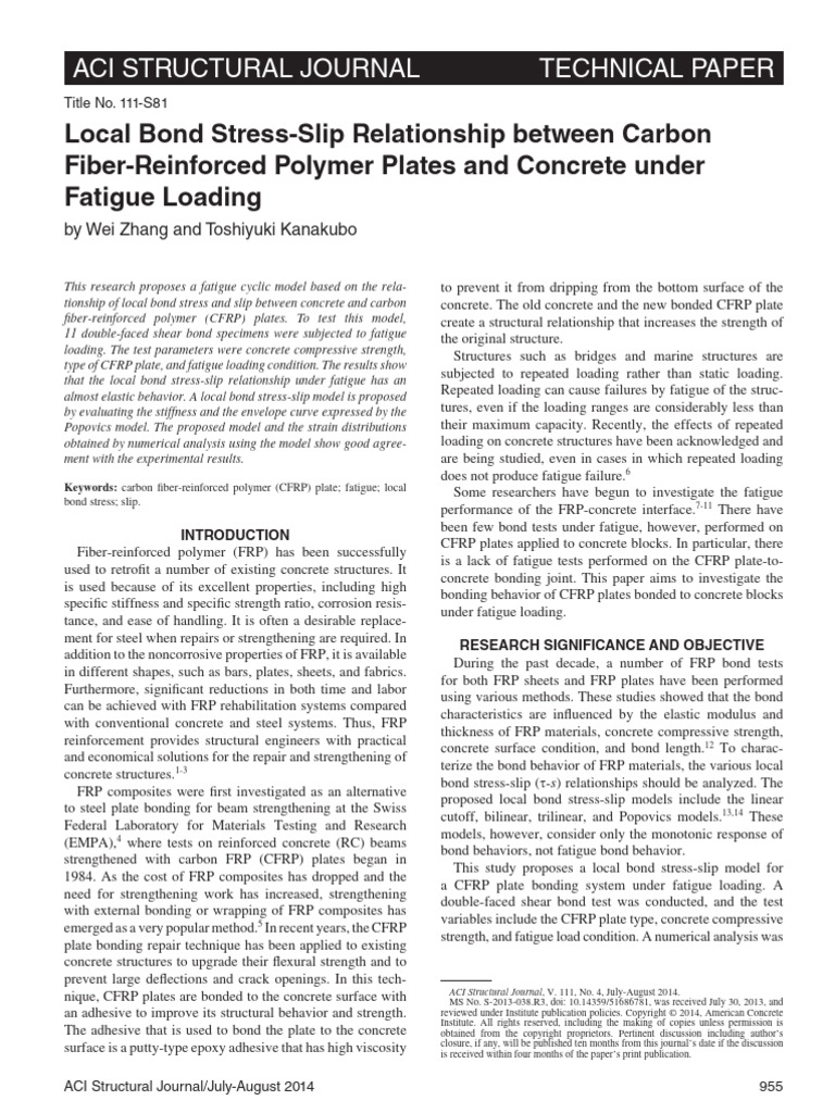 Local Bond Stress-Slip Relationship between Carbon Fiber-Reinforced ...