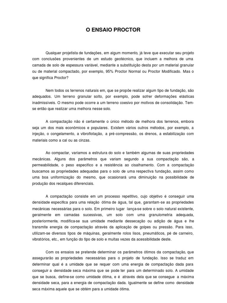 O Ensaio Proctor | PDF | Umidade | Solo
