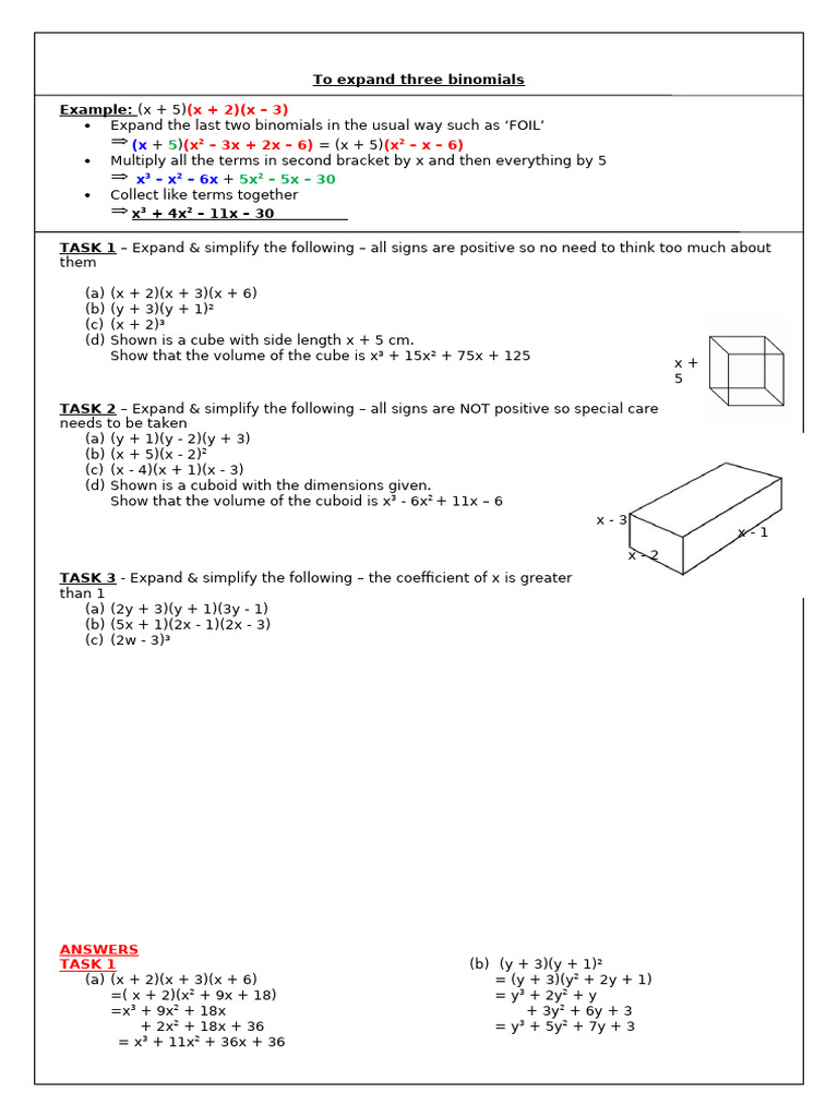 A+. Expand Three Binomials | PDF