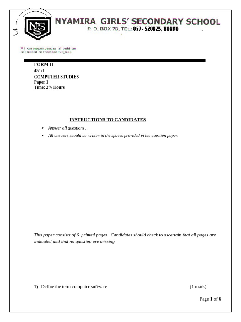 Form Two PP1 End of Term Ii 2021 | PDF