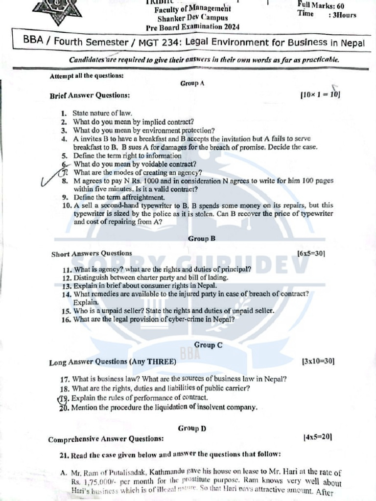 Preboard SDC 4th Sem BBA | PDF