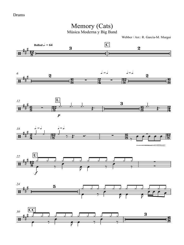 Memory Cats Moderna 24 - Partitura completa - 01 Música Moderna y Big Band - Drums | PDF