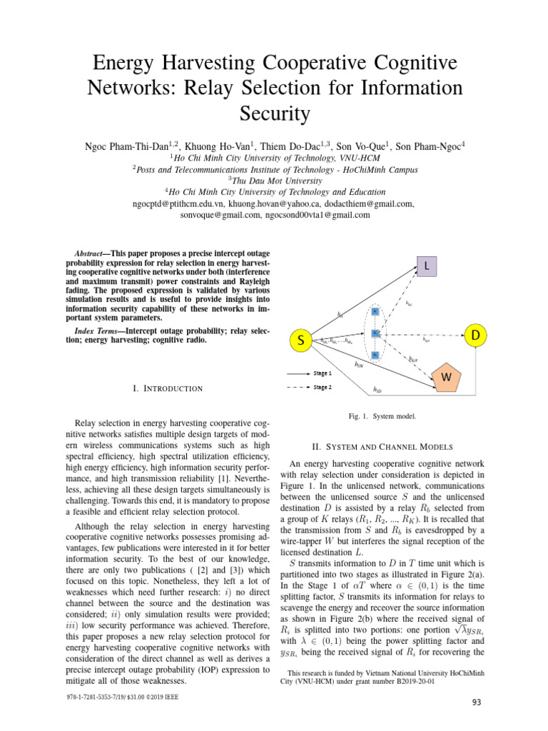 Energy Harvesting Cooperative Cognitive Networks Relay Selection For Information Security Pdf